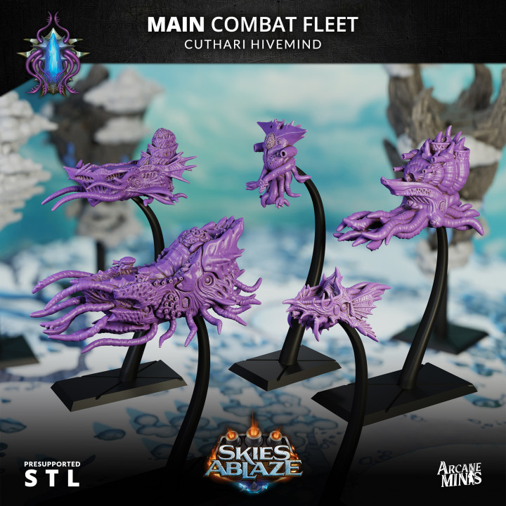 3D Printable Cuthari Hivemind Main Combat Fleet by Skies Ablaze