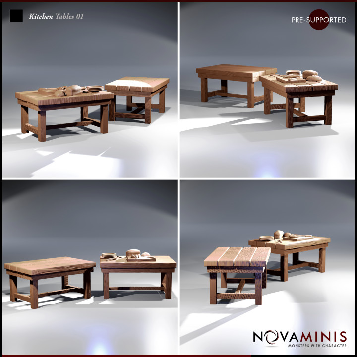 3D Printable Kitchen Table 01 by NOVAMINIS