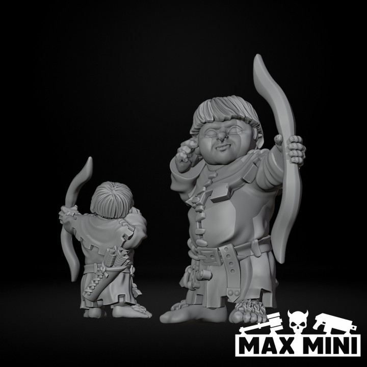 3D Printable Halfling Dismounted Squires by Max Mini