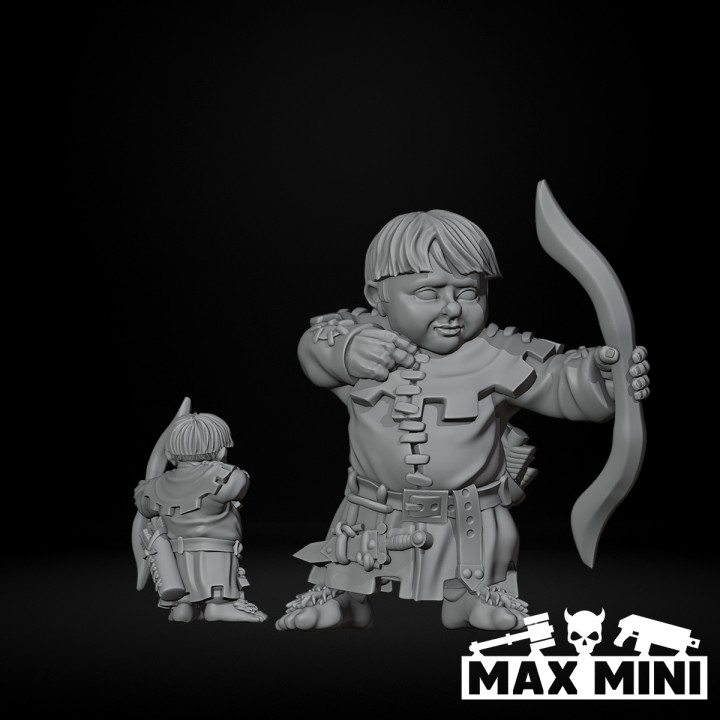 3D Printable Halfling Dismounted Squires by Max Mini