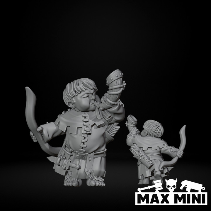 3D Printable Halfling Dismounted Squires Command by Max Mini