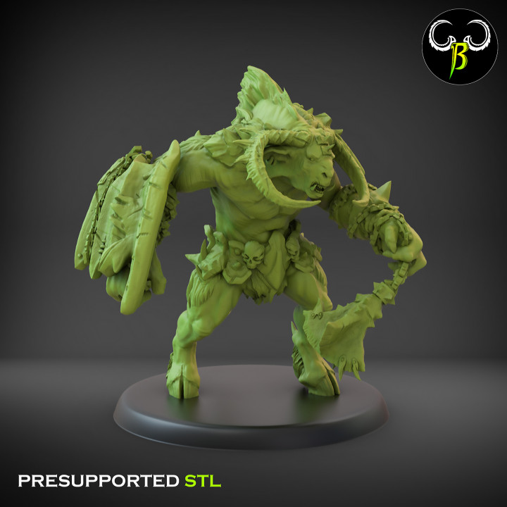 3D Printable Horned Brutes with Shield Squad by ClayBeastCreation