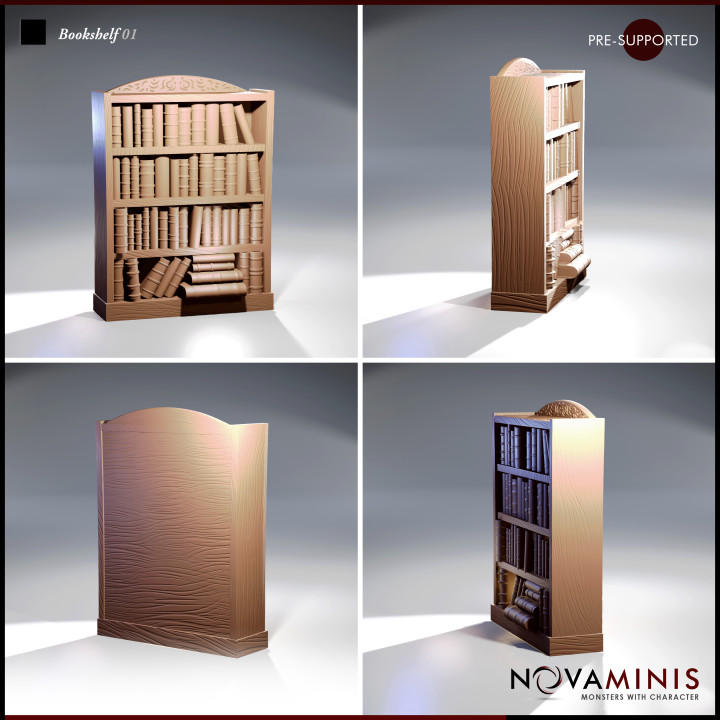 3D Printable Bookshelf 01 by NovaMinis