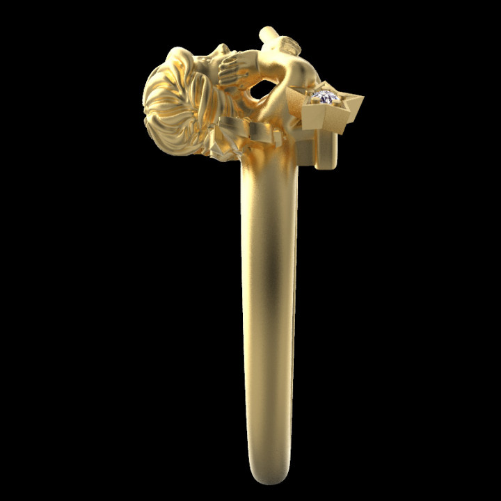 3D Printable ring angel by 3Dimontis