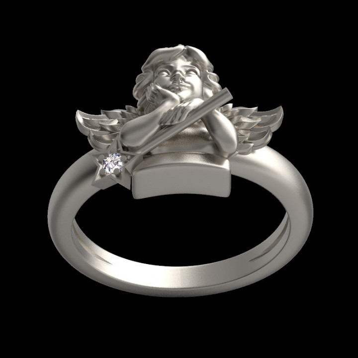 3D Printable ring angel by 3Dimontis