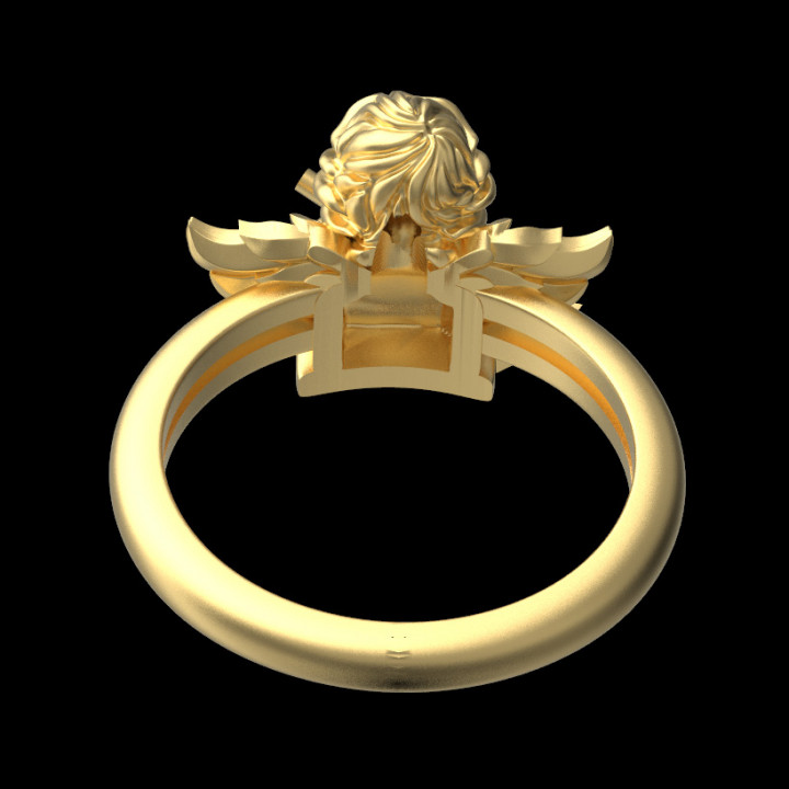 3D Printable ring angel by 3Dimontis