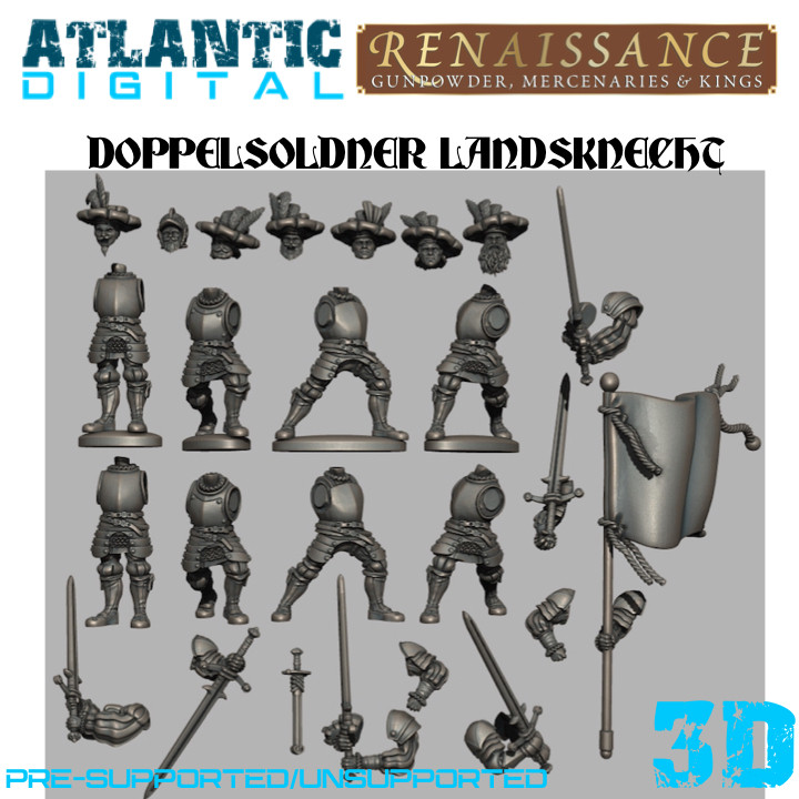3D Printable Doppelsoldner Landsknecht by Wargames Atlantic