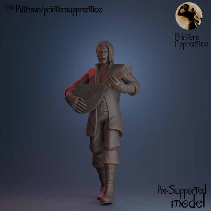 3D Printable The Wandering Bard |Serenade| Pre-supported mini 30mm | by ...