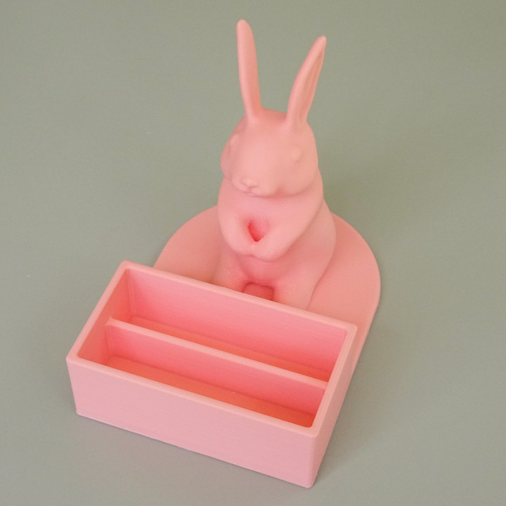 3D Printable Rabbit business card holder by Philippe Barreaud