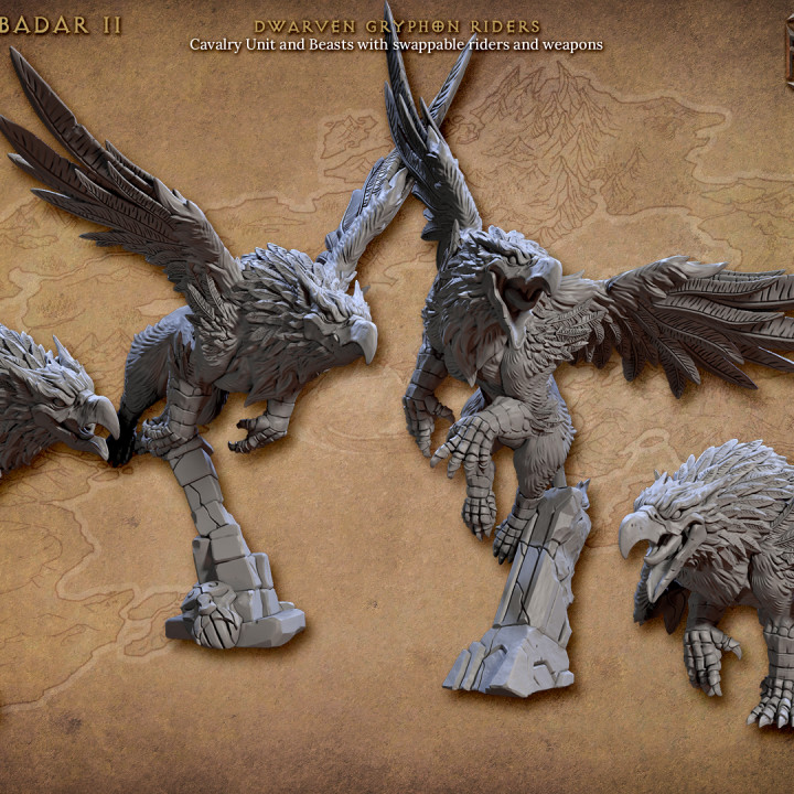 3D Printable Dwarven Gryphon Riders (Defenders of Lok-Badar II) by ...
