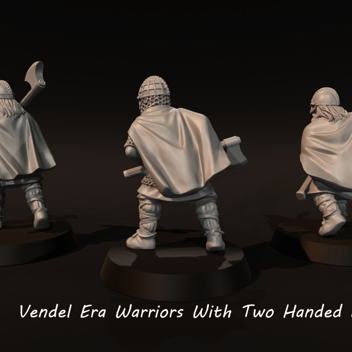 3D Printable Vendel Era Warriors With Two Handed Axes by Medbury Miniatures
