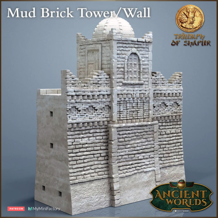 3D Printable Mud Brick Tower and Wall- Triumph of Shapur by Gadgetworks