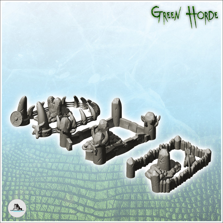 3D Printable Set of three orc stone and wood tombstones (4) - Ork Green ...