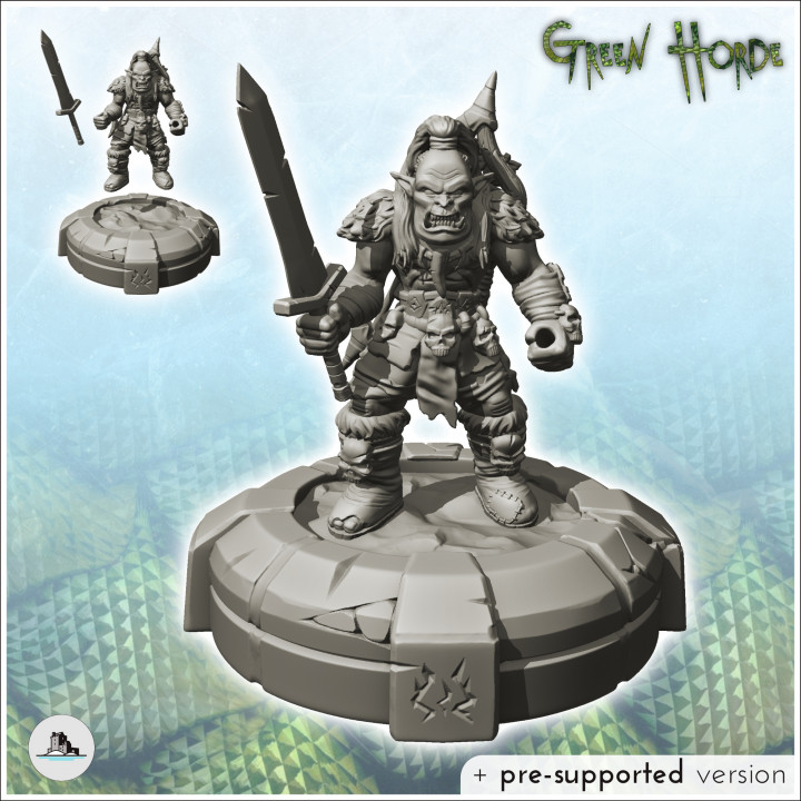 3D Printable Orc warrior in armor with swords (1) - Ork Green Horde ...