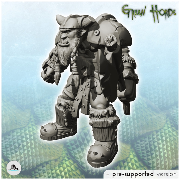 3D Printable Orc warrior in heavy armor with axe and spiked helmet (6 ...