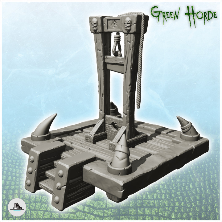 3D Printable Set of orc spike guillotine with wooden platform (3) - Ork ...