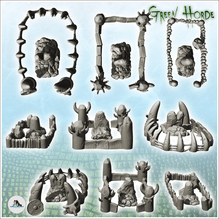 3D Printable Set of three orc stone and wood tombstones (4) - Ork Green ...