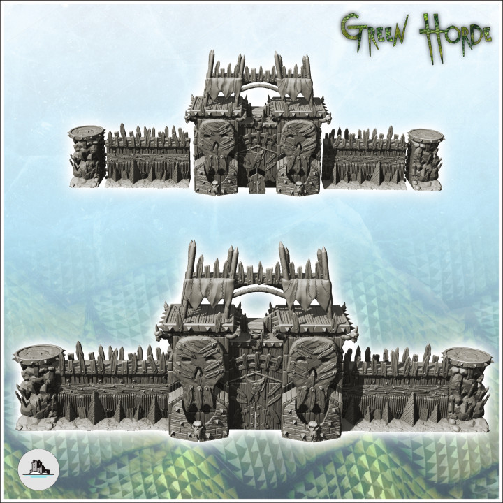 3D Printable Great orc wall with shooting platforms and wooden ...