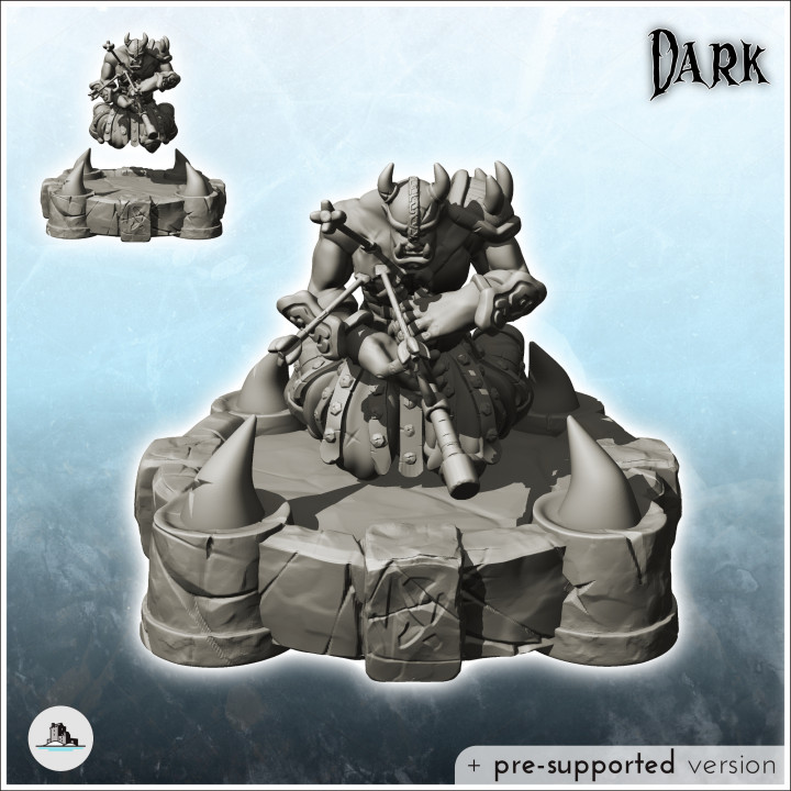 3D Printable Orc warrior wounded by multiple arrows and falling to the ...