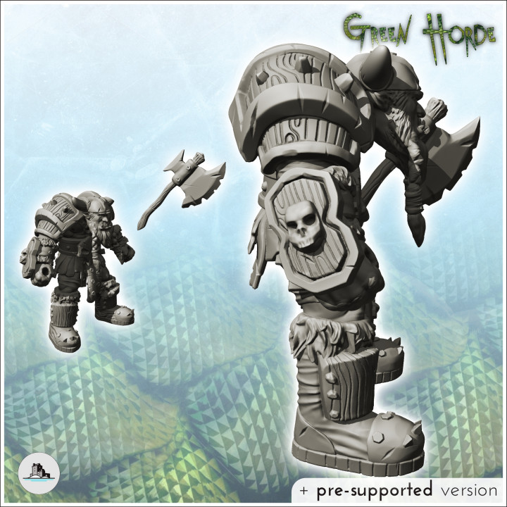 3D Printable Orc warrior in heavy armor with axe and spiked helmet (6 ...