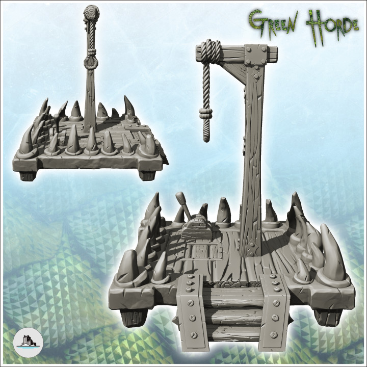 3D Printable Chaos gallows with horns and wooden platform (11) - Ork ...