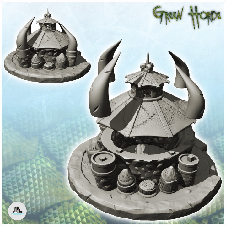 3D Printable Orc yurt with stone door on platform (4) - Ork Green Horde ...