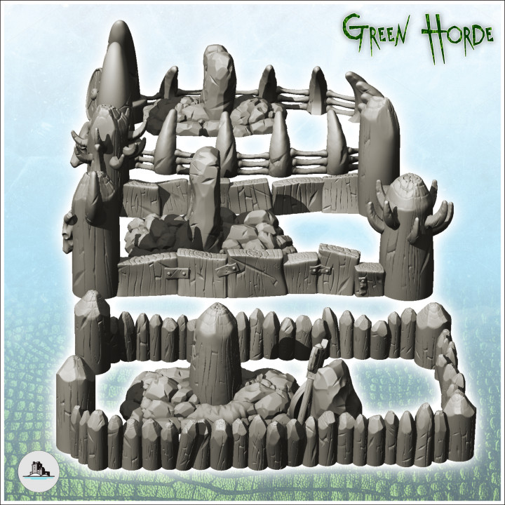 3D Printable Set of three orc stone and wood tombstones (4) - Ork Green ...