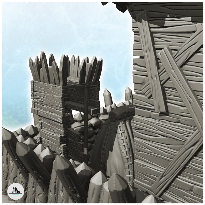 3D Printable Wooden fortified tower of chaos with floor and door ...