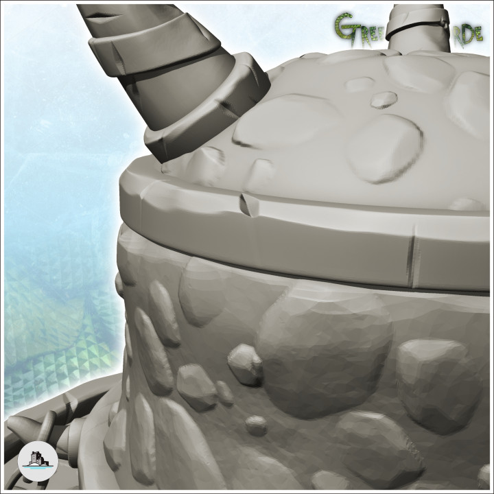 3D Printable Chaos building with roof horns and ladder on base (9 ...