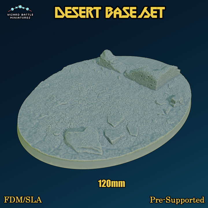 3D Printable Desert Base Set by Wizard Battle Miniatures
