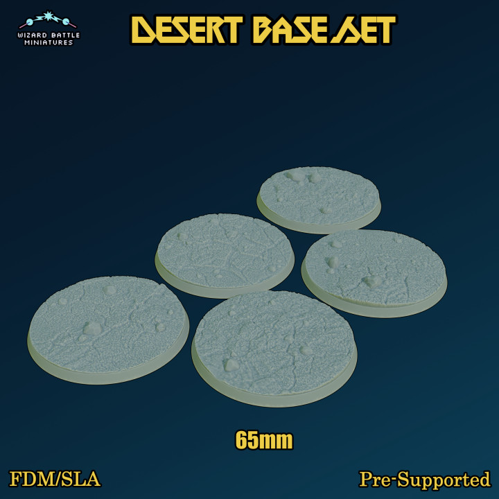 3D Printable Desert Base Set by Wizard Battle Miniatures