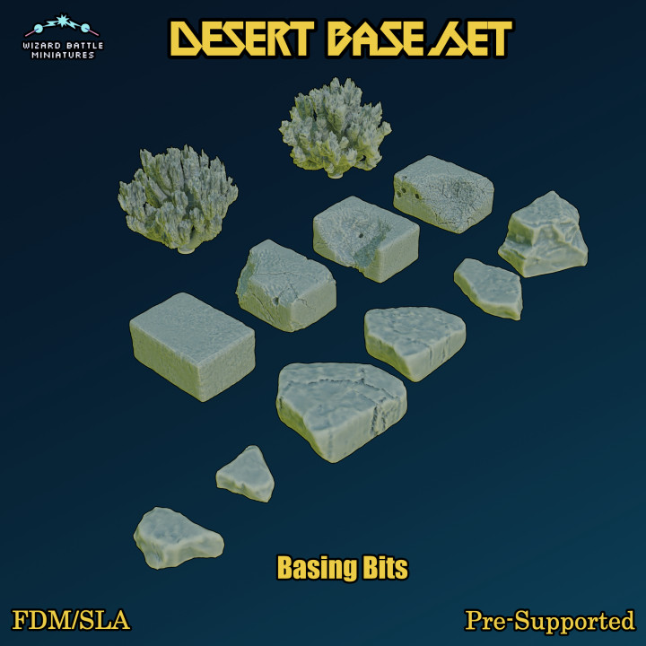 3D Printable Desert Base Set by Wizard Battle Miniatures