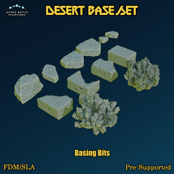 3D Printable Desert Base Set by Wizard Battle Miniatures