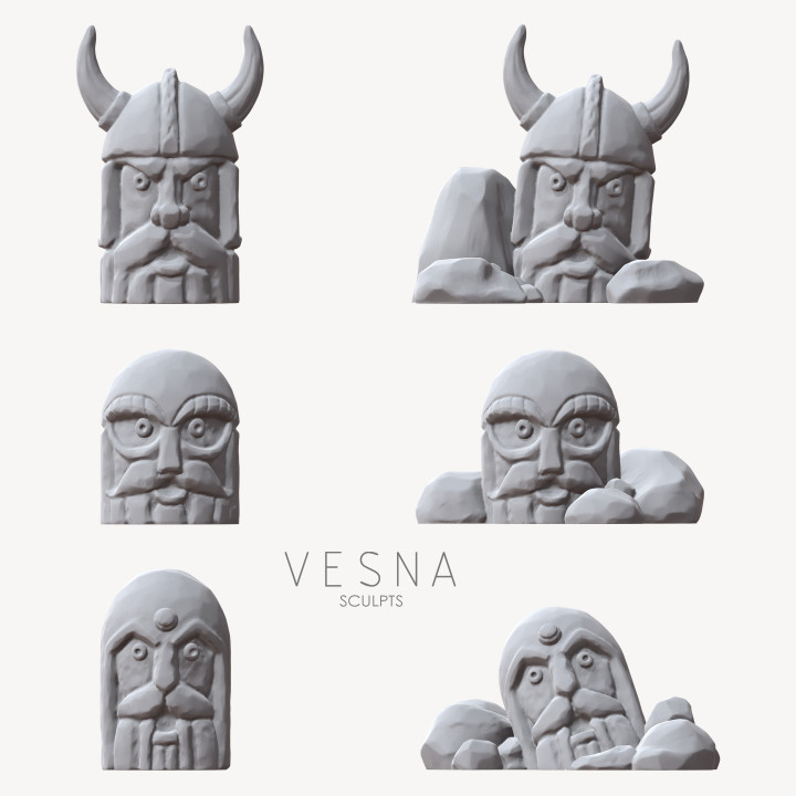 3D Printable DWARF FACE-SHAPED ROCKS PACK by VESNA SCULPTS