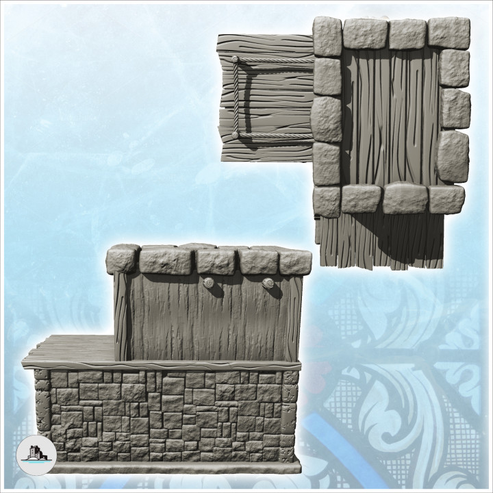 3D Printable Medieval stone building with flat roof and terrace (4 ...