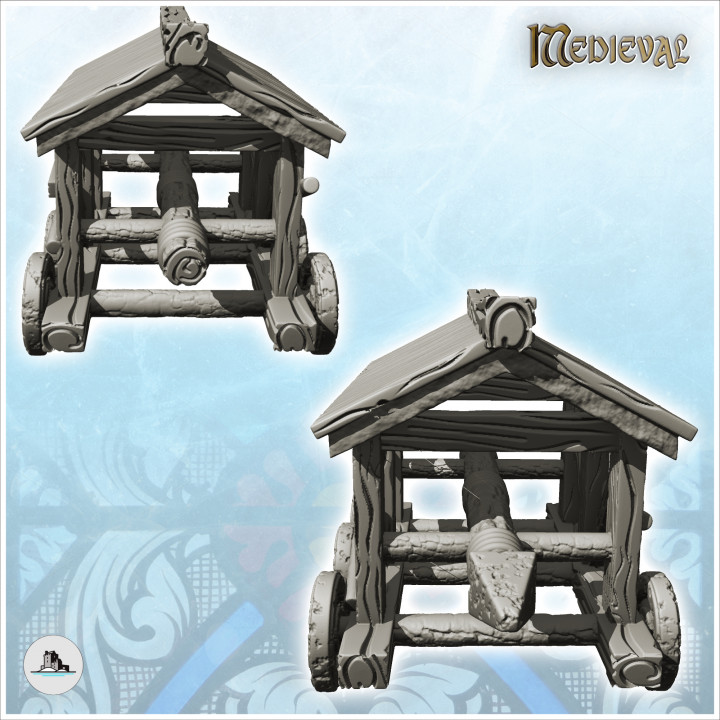 3D Printable Wooden ram on wheels under roof (1) - Medieval Fantasy ...