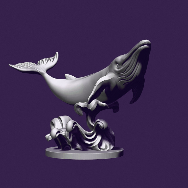 3D Printable whale on the wave. figurine, toy by Viktoriya Kabanova