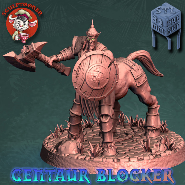 3D Printable Centaur Blocker-32mm pre-supported miniature by SCULPTOONER