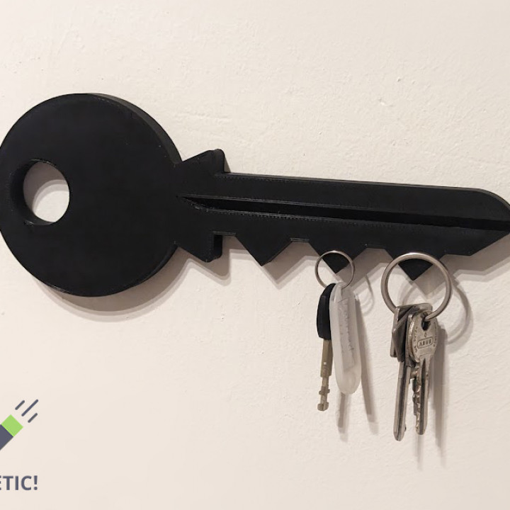 3D Printable Key-shaped magnetic key holder by Christian M