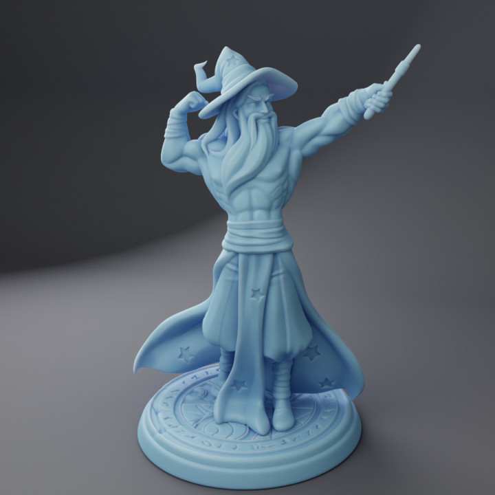 3D Printable Brentallius the Muscle Wizard by Twin Goddess Miniatures