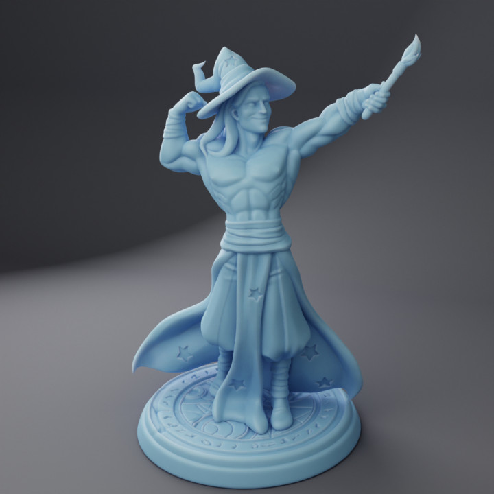 3D Printable Brentallius the Muscle Wizard by Twin Goddess Miniatures