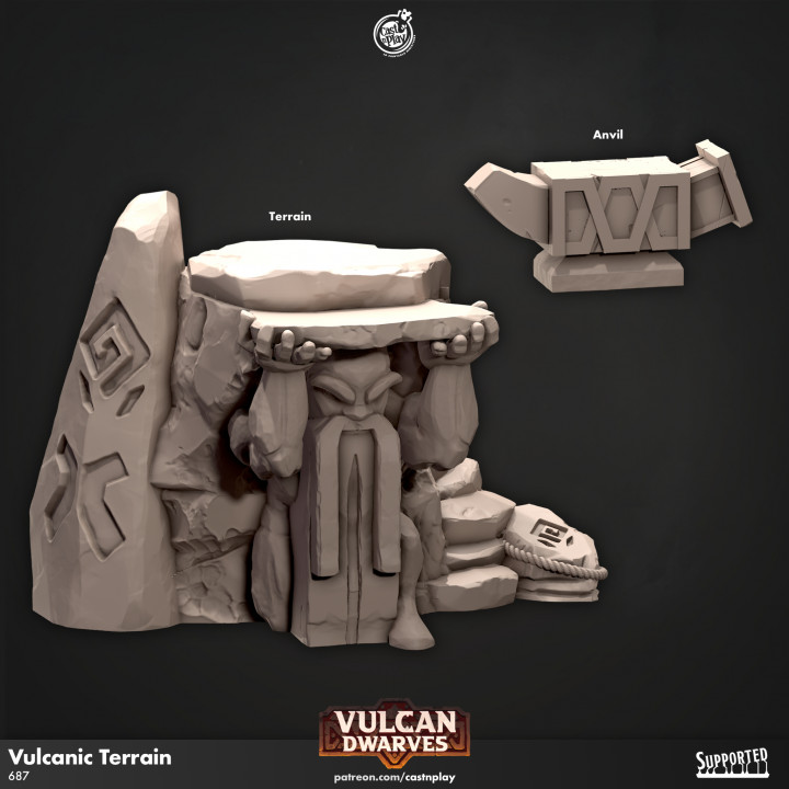 3D Printable Dwarf Vulcanic Terrain (Pre-Supported) by Cast n Play