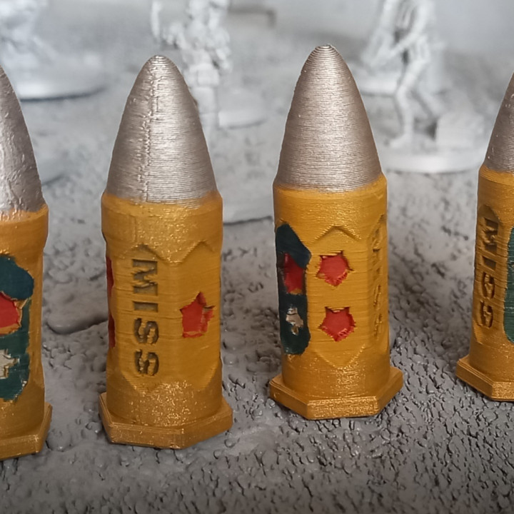 3D Print of Fallout 2d20 - Combat Dice bullets by nickjackson