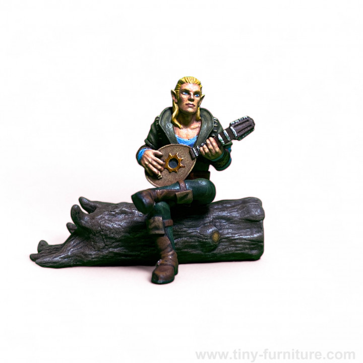 3D Printable Elf Bard (SITTING FOLKS) by Tiny Furniture