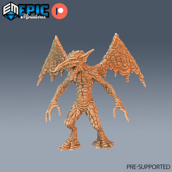3D Printable Fire & Magma Mephit Set / Devil Imp / Winged Evil Humanoid ...