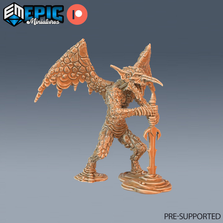 3D Printable Fire & Magma Mephit Set / Devil Imp / Winged Evil Humanoid ...