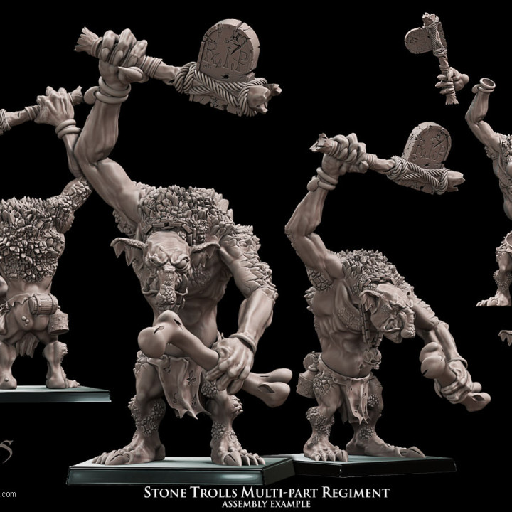 3D Printable Stone Trolls multi-part regiment by Avatars of War