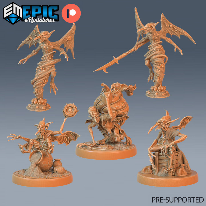 3D Printable Sand & Dust Mephit Set / Desert Elemental / Evil Dust Imp ...
