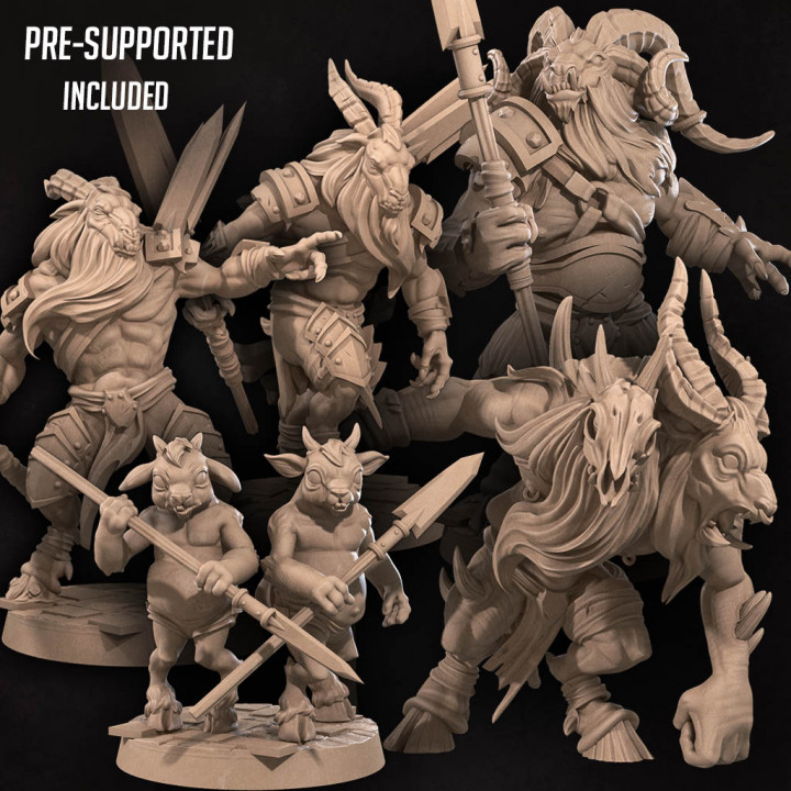 3D Printable Goatmen (6 Models) by Bite the Bullet