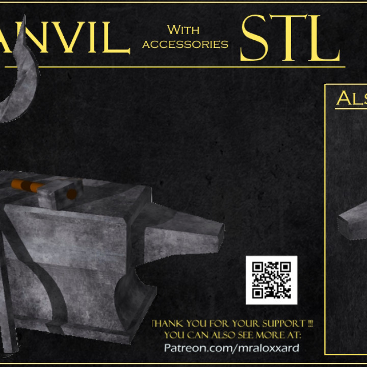 3D Printable Medieval anvil with accessories by Alex Manseau-Sanscartier